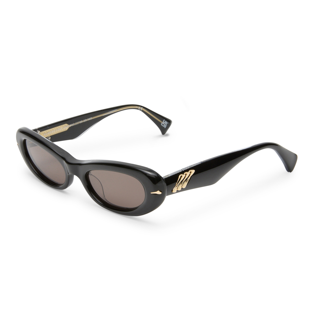 LE SPECS LUXE - SLIM OVAL ’NUMERO UNO’ SUNGLASSES /OBSIDIAN BLACK - la boutique eyewear